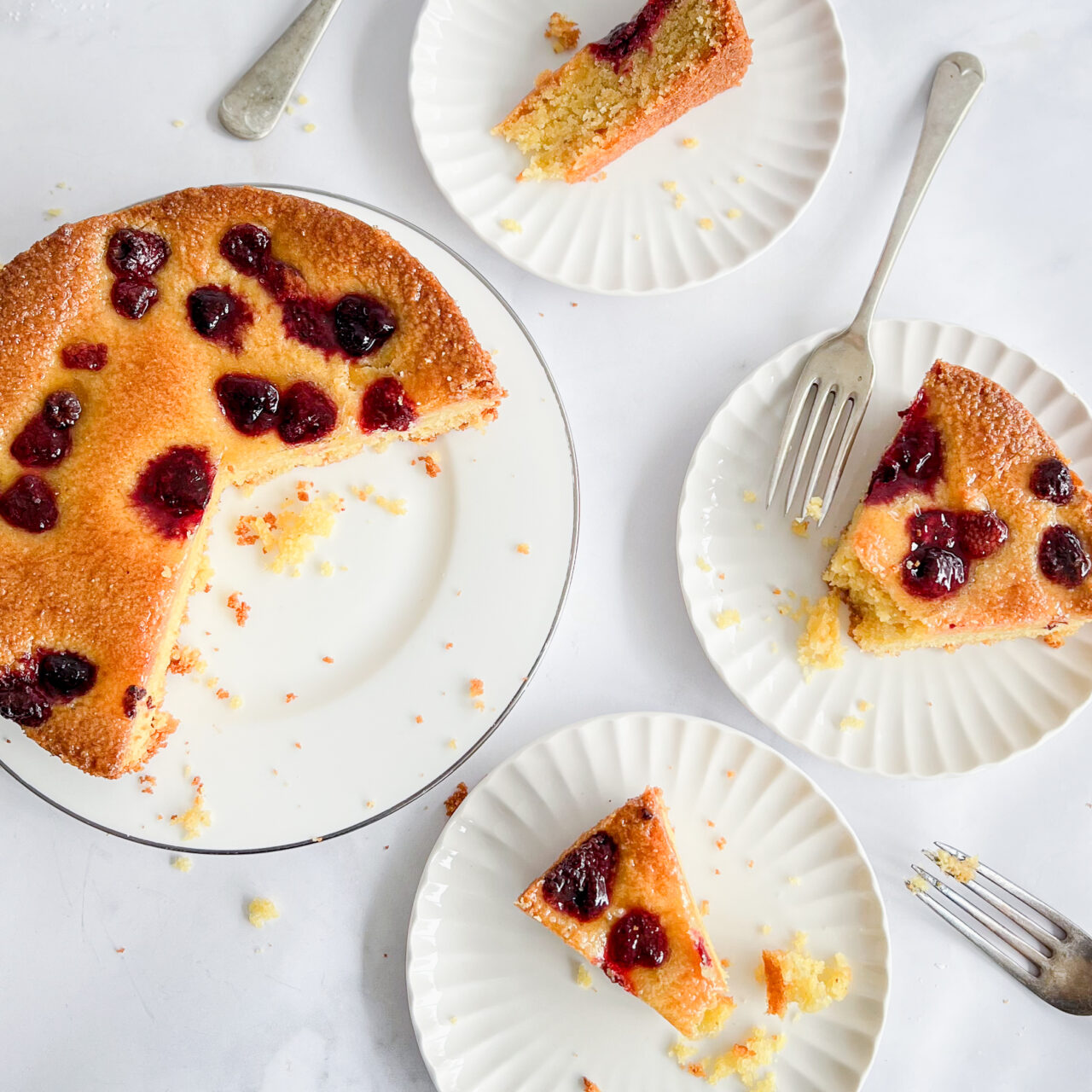 Almond & Raspberry Polenta Cake - The Natural Bakery